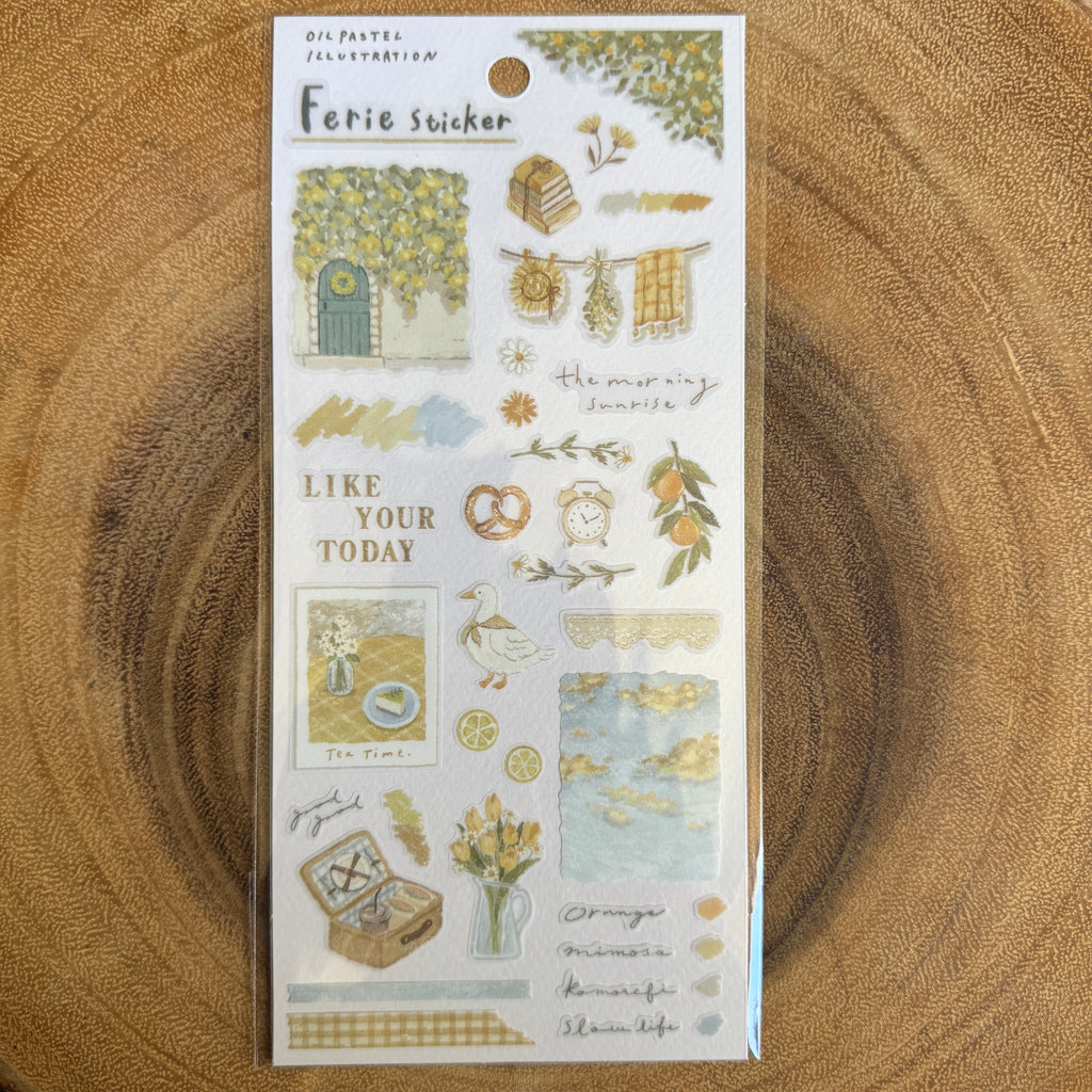 Q-Lia Sticker, Oil Pastel Illustration | 系列貼紙 – a blank note