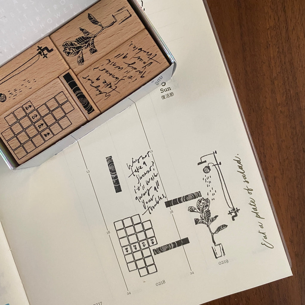 Somesortof.fern Stamp Set, It's Shower Time | 羊君, 印章組 – a blank note