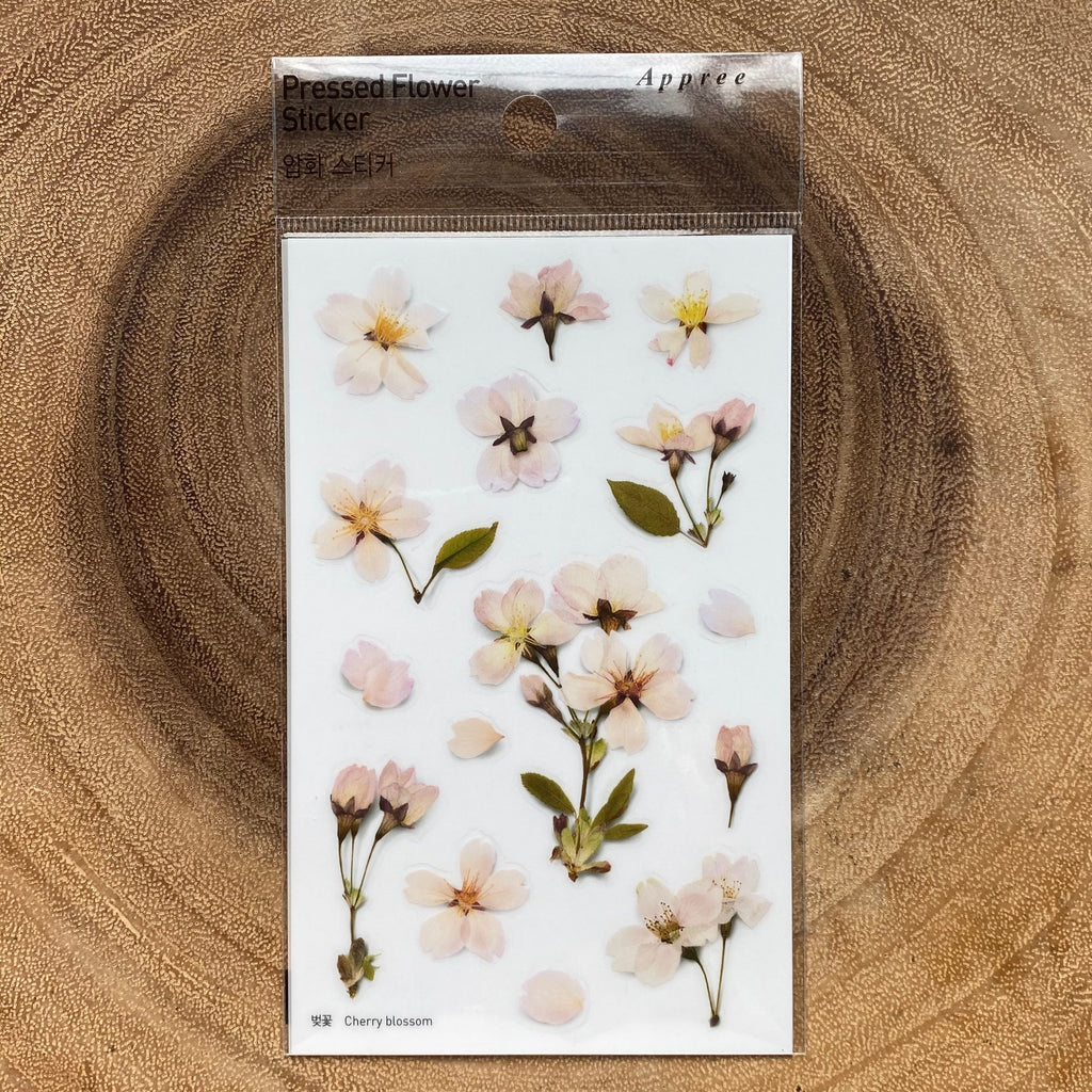 Appree Pressed Flower Sticker, White – a blank note