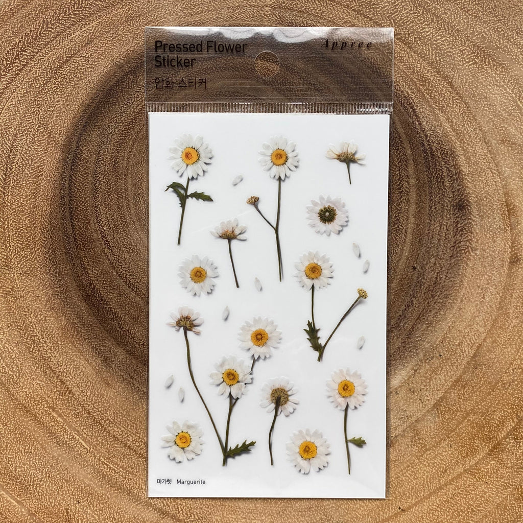 Appree Pressed Flower Sticker, White – a blank note